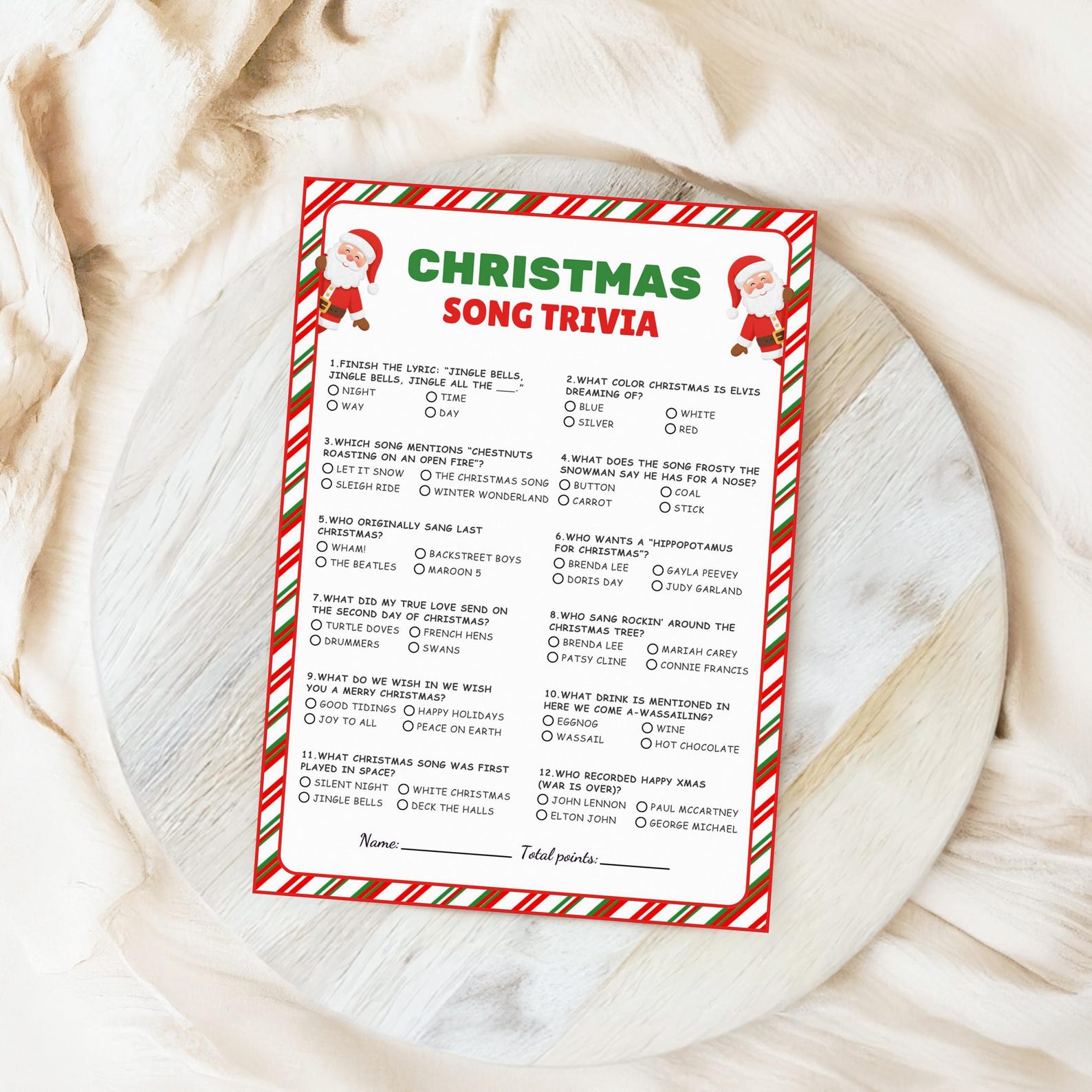 Christmas Song Trivia Game, Christmas Carol Quote Game, Holiday Party ...