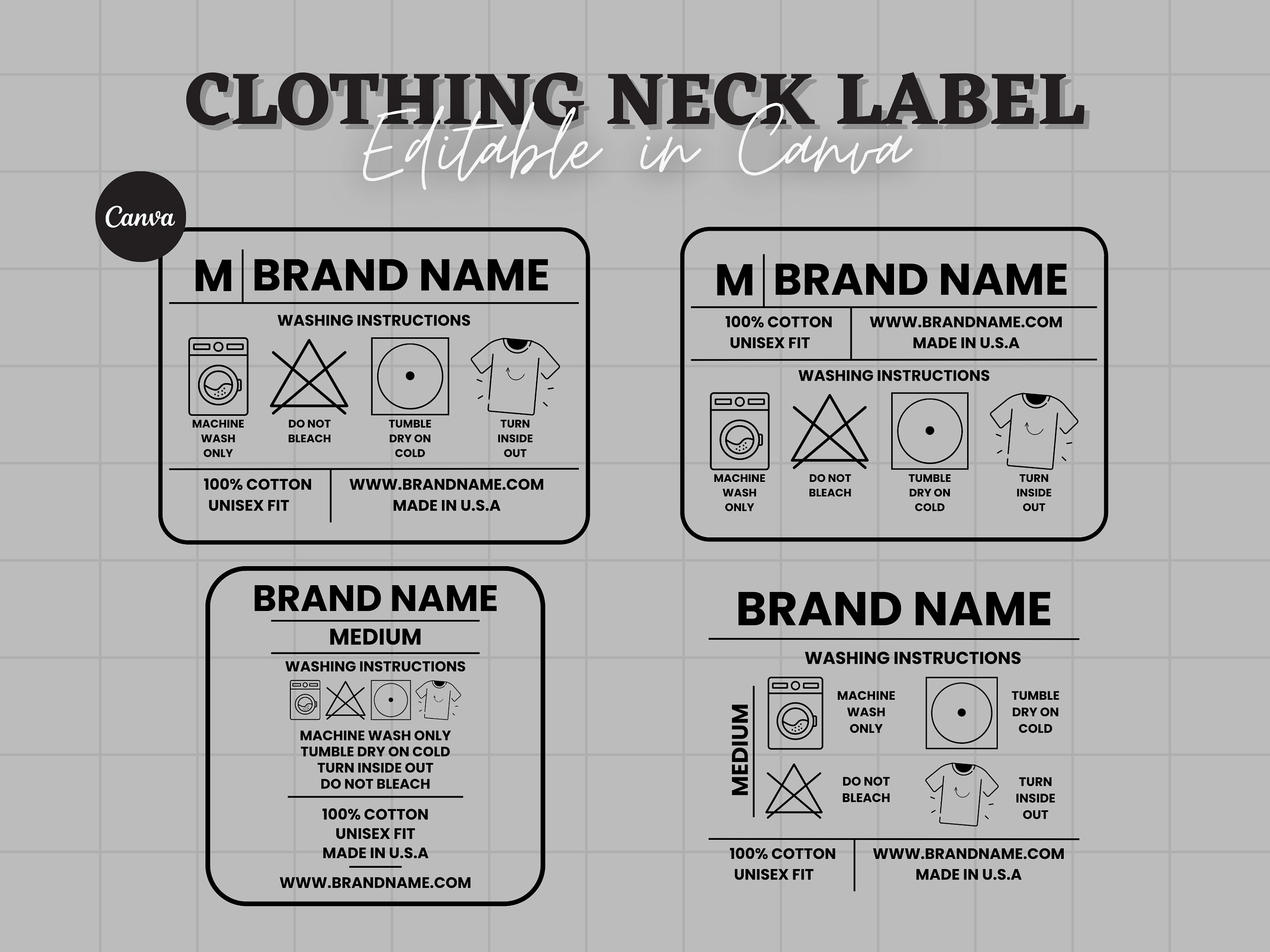 Clothing Neck Label Template, Custom DIY, Canva, Editable Template ...