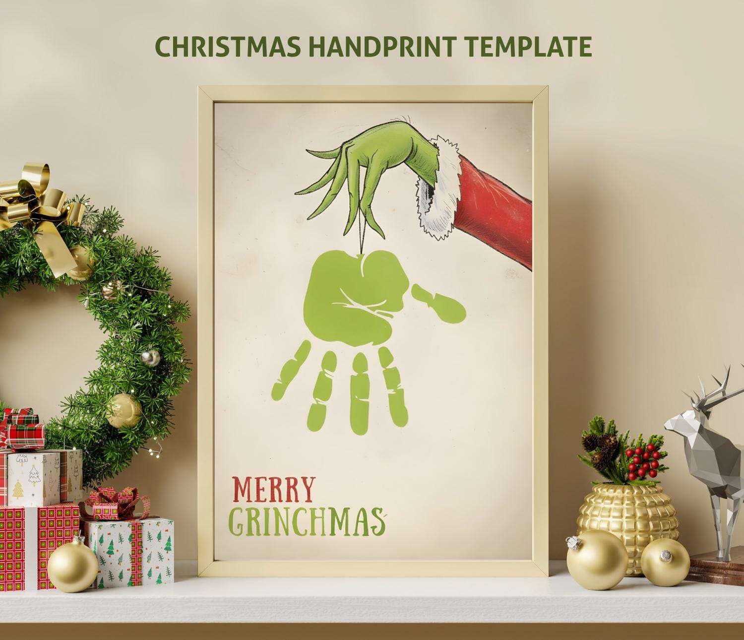 Merry Christmas Handprint Template, Christmas Handprint Craft for ...