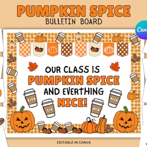 Pumpkin Spice Bulletin Board, Fall Bulletin Board Kit, Pumpkin Latte ...