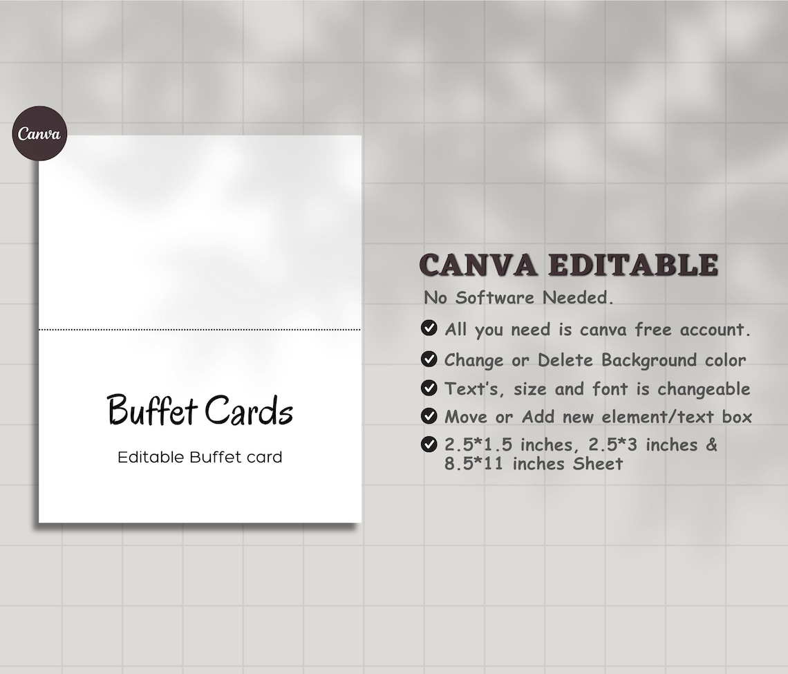 Minimal Editable Food Labels for Buffet, Printable Food Card Template ...