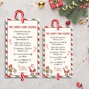 Legend of the Candy Cane Poem Card, Printable Candy Cane Tag With Jesus ...