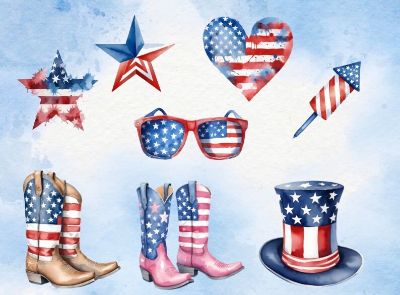 4th of July Clipart, Cute July Fourth Download, Patriotic Clipart, BBQ ...