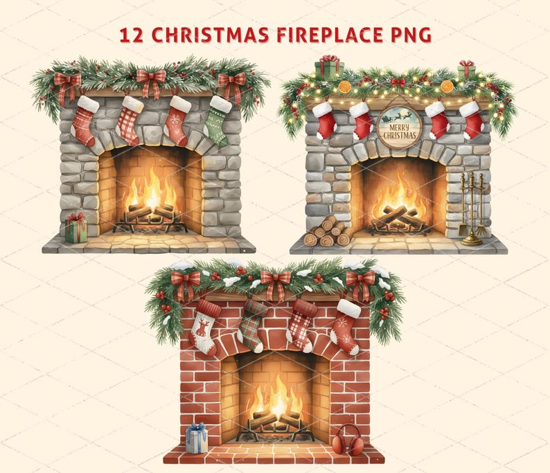 Xmas Fireplace PNG | Fireplace Stockings | Kids Christmas PNG | Xmas ...