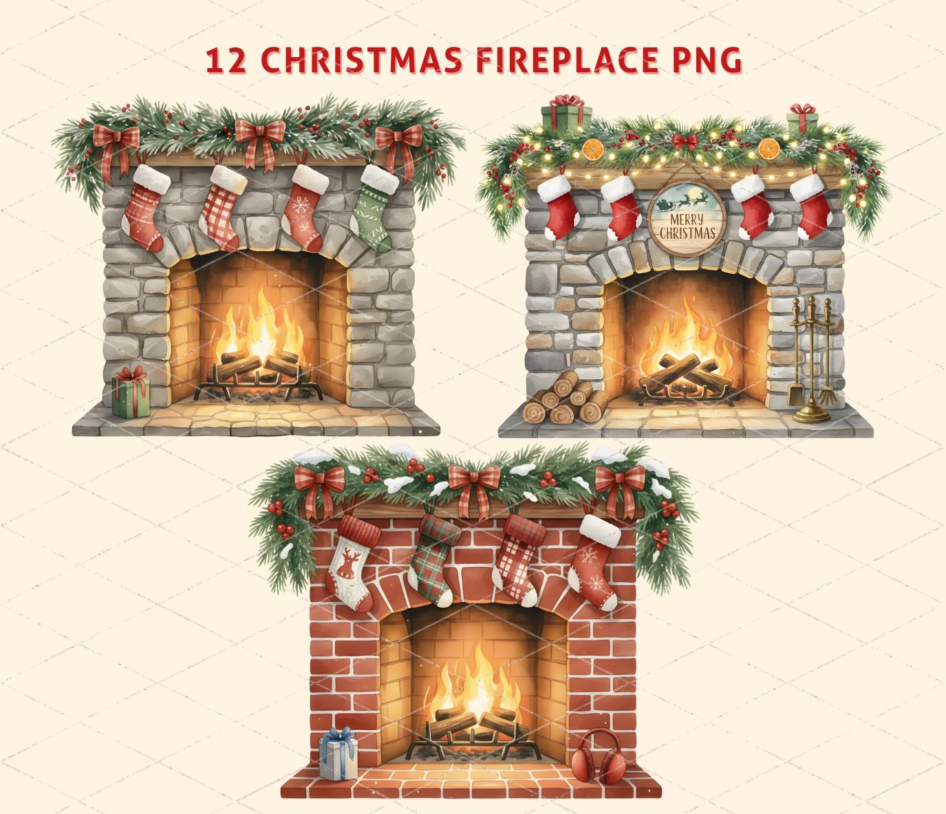 Xmas Fireplace PNG | Fireplace Stockings | Kids Christmas PNG | Xmas ...
