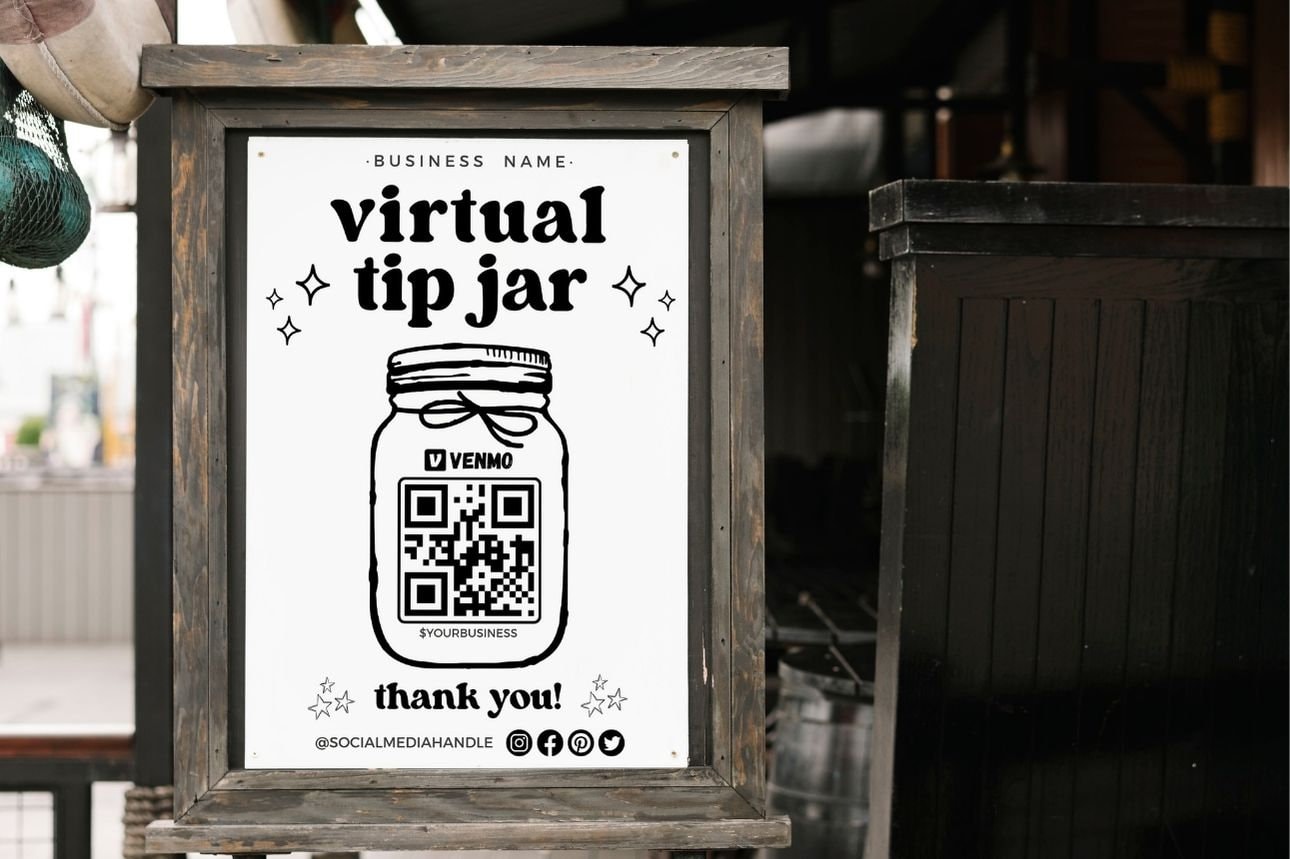 Printable Virtual Tip Jar Venmo Payment Sign, QR Code Sign Canva ...