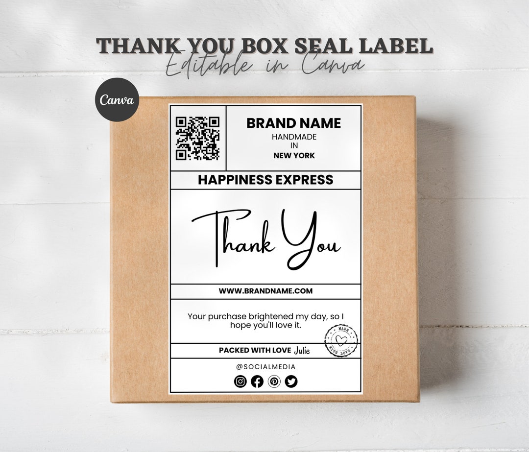 Editable Shipping Packaging, Small Business Thank You Shipping Label ...