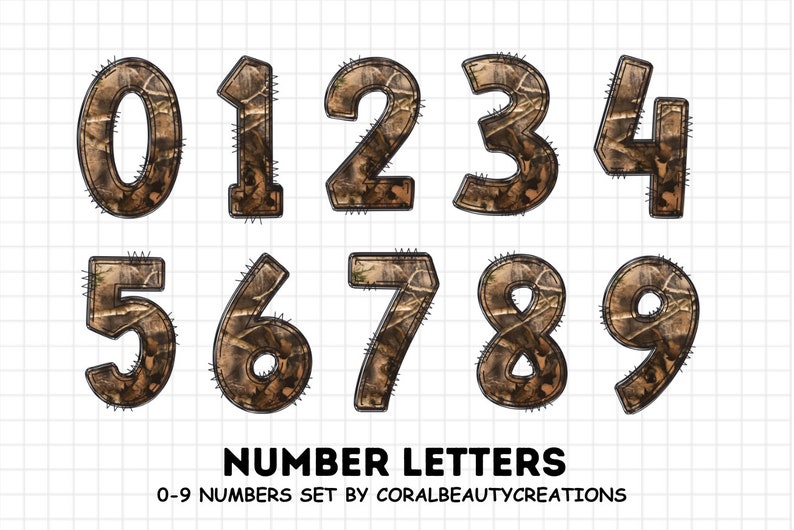 Camo Hunting Doodle Alphabet Letters PNG Bundle, Military Camouflage ...
