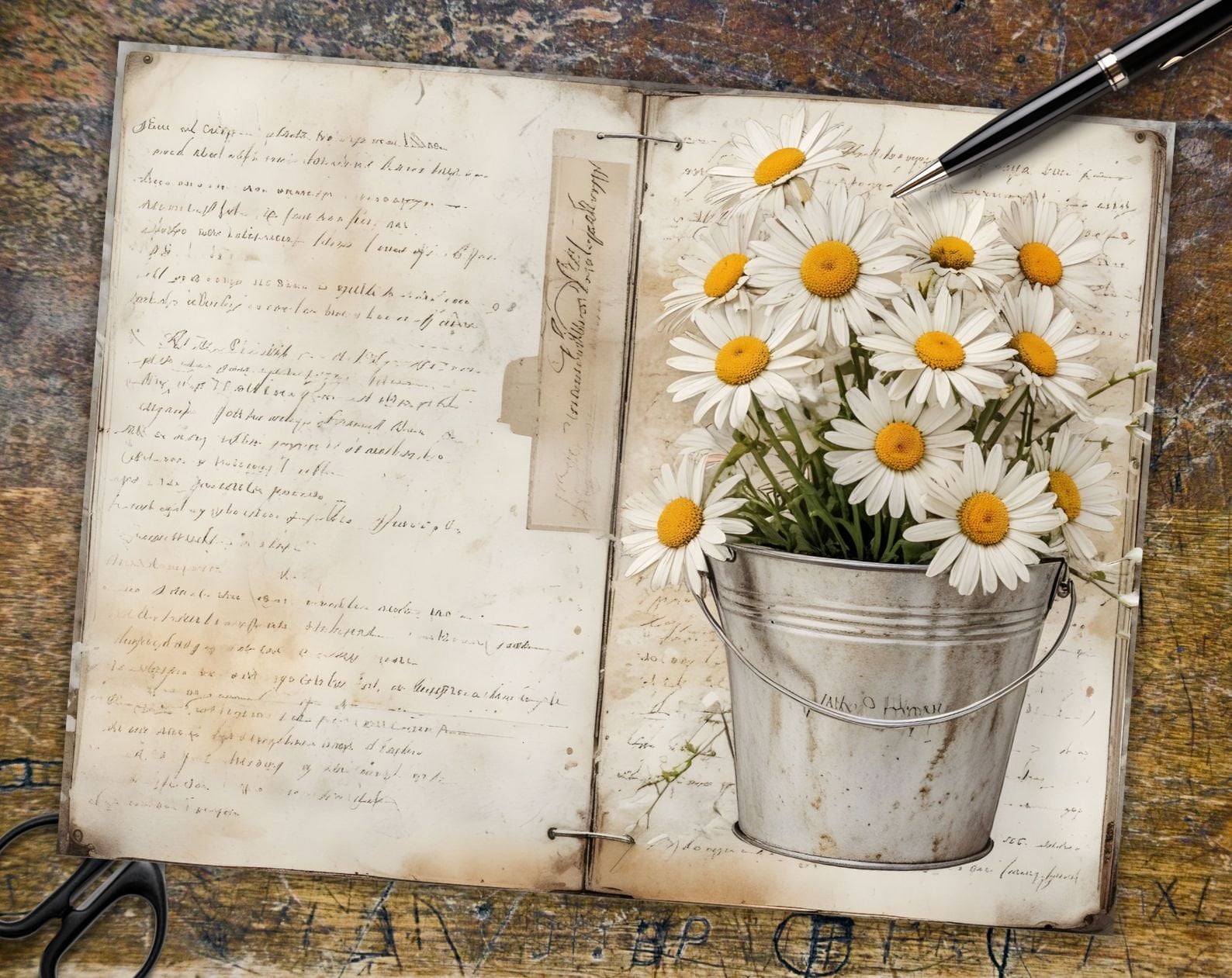 Daisy Journal Kit, 12 Digital Junk Journal Pages, Junk Journal Daisy ...