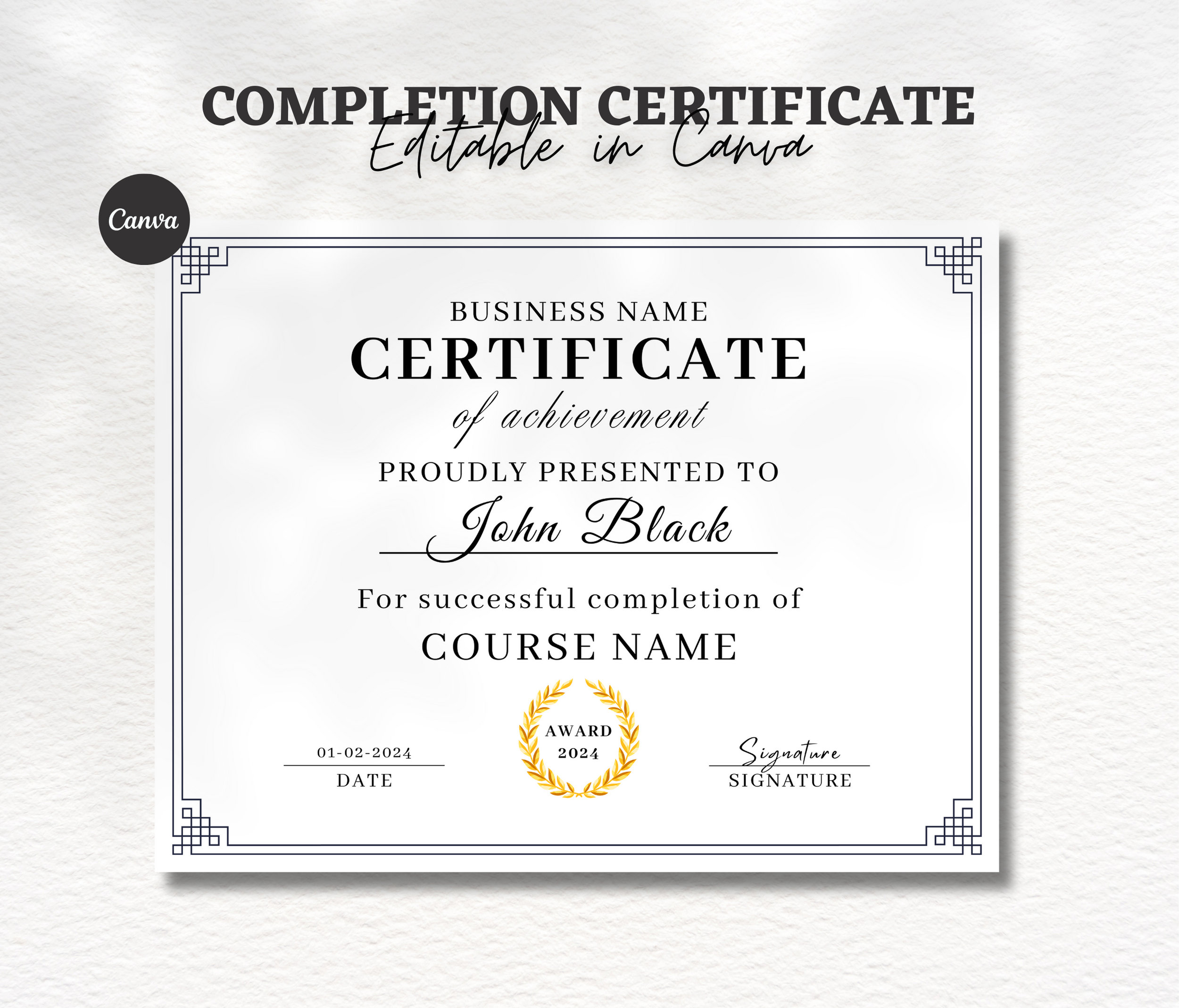 Certificate of Completion Template, Printable Achievement Certificate ...