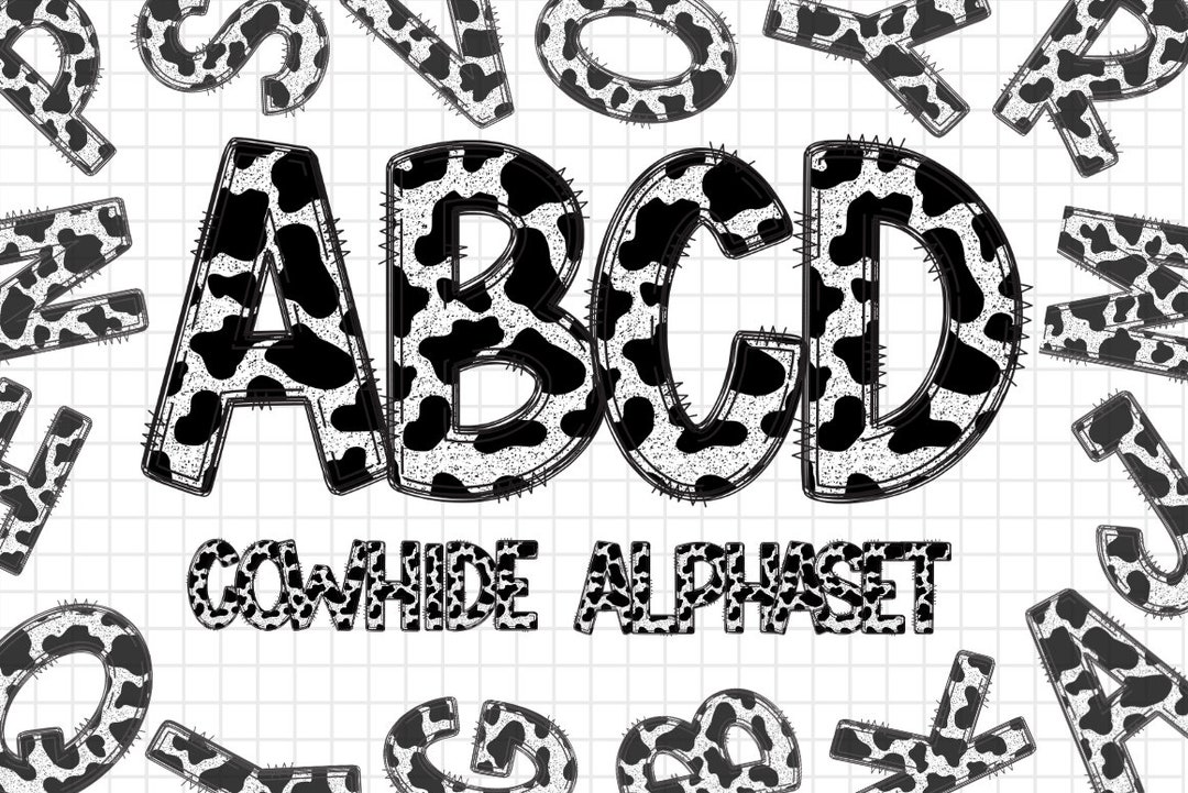 Cow Hide Doodle Letters, Cow Print PNG Doodle Letters, Hand Drawn ...