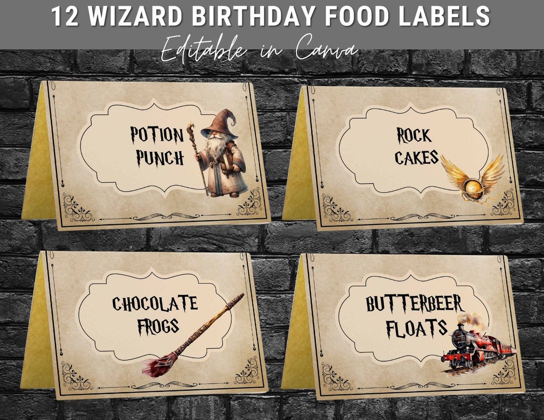 Wizard Birthday Food Label-candy Label/editable/place Cards/food Bar ...