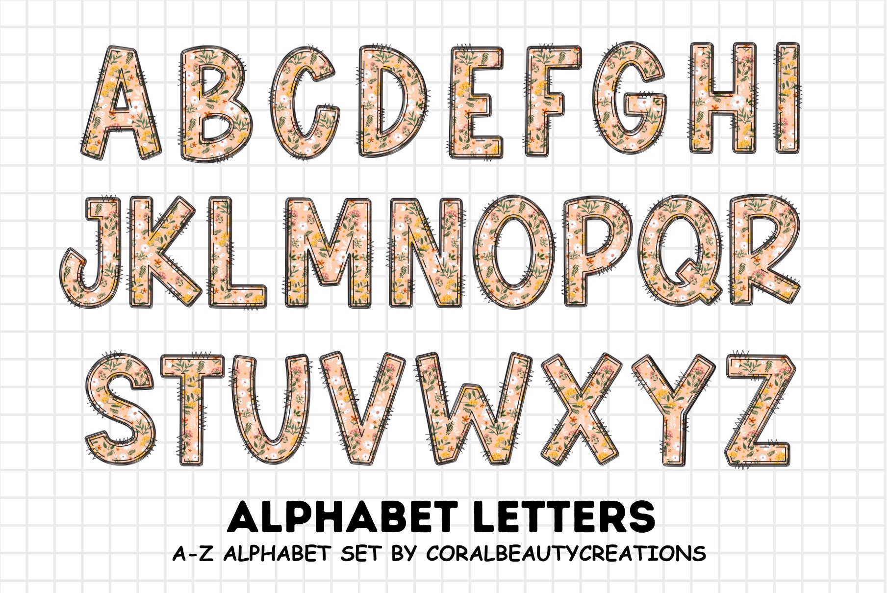 Peach Floral Alphabet Letters PNG, Summer Mother's Day Flower ...
