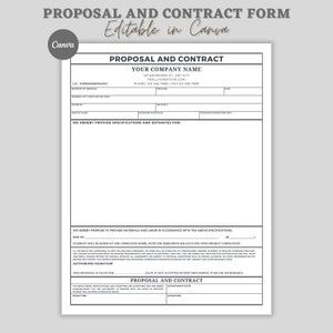 Contract Template / Printable Proposal & Contract Form / Business Form Template / Contract ...