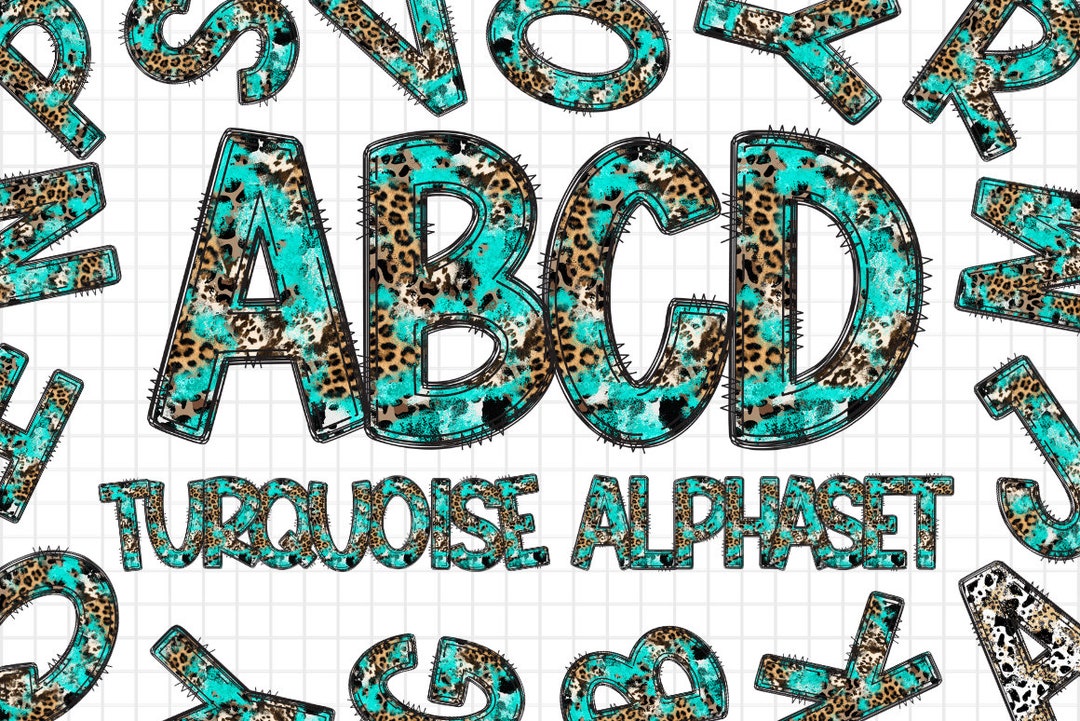 Turquoise Print Alphabet Letters Bundle, Leopard Print, Bleach Western ...