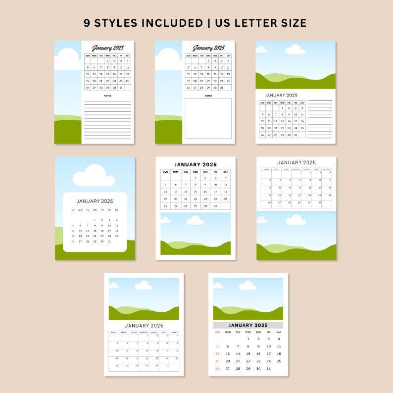 Editable 2025 Calendar Templates, Bundle, Canva Calendar, Photo ...