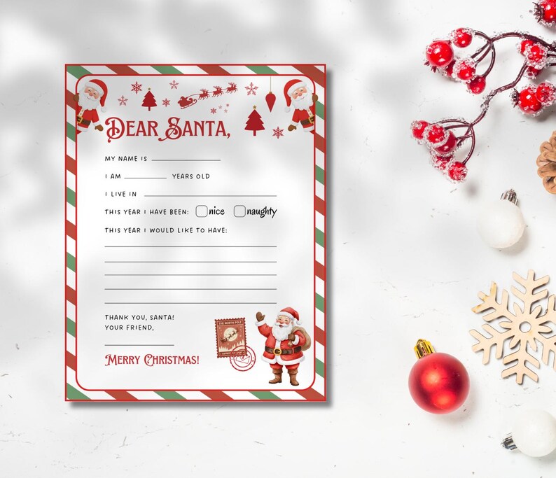 Letter to Santa Editable, Santa Wish List Letters, Christmas Letter ...