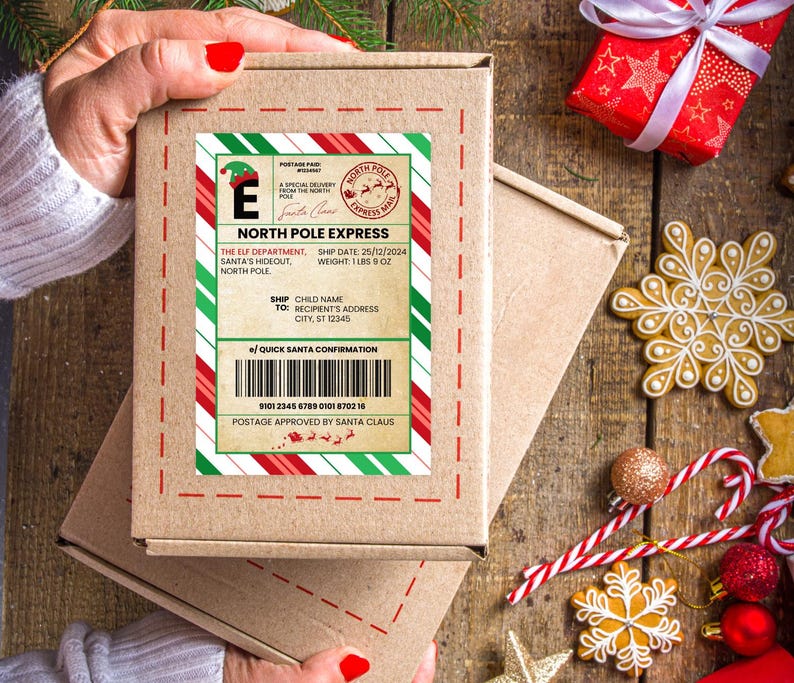 Editable Santa Shipping Label, Santa Mail Label, Christmas Elf Label ...