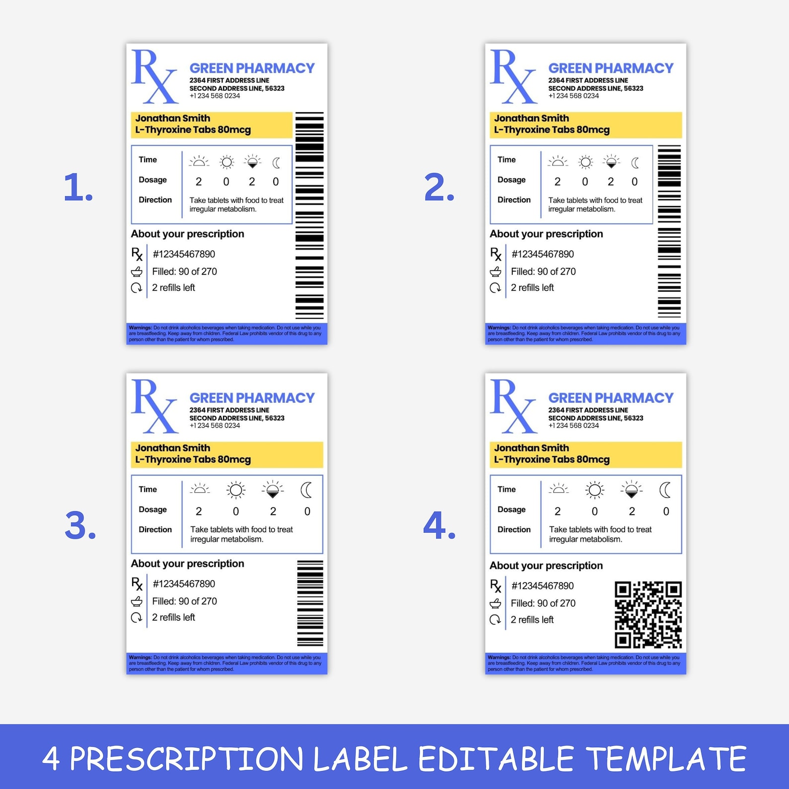 Prescription Label Template, Editable RX Bottle Label Template, Party ...