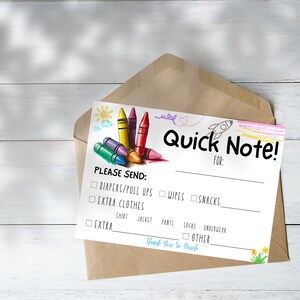 Quick Note! Daycare Note Home, Daycare Mail, Canva Editable, Daycare ...