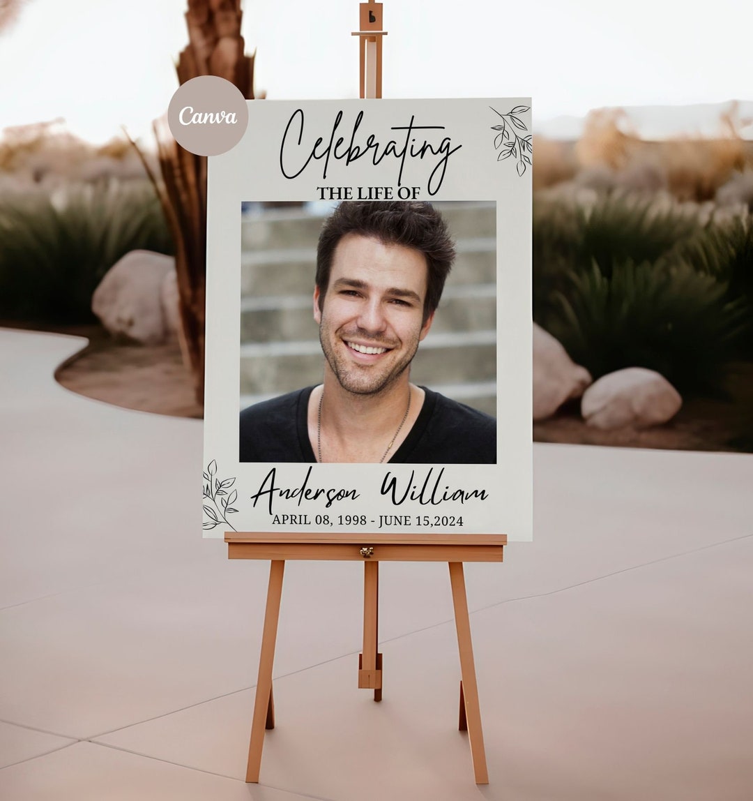 Memorial Sign, Celebration of Life Welcome Picture, Funeral Collage of ...