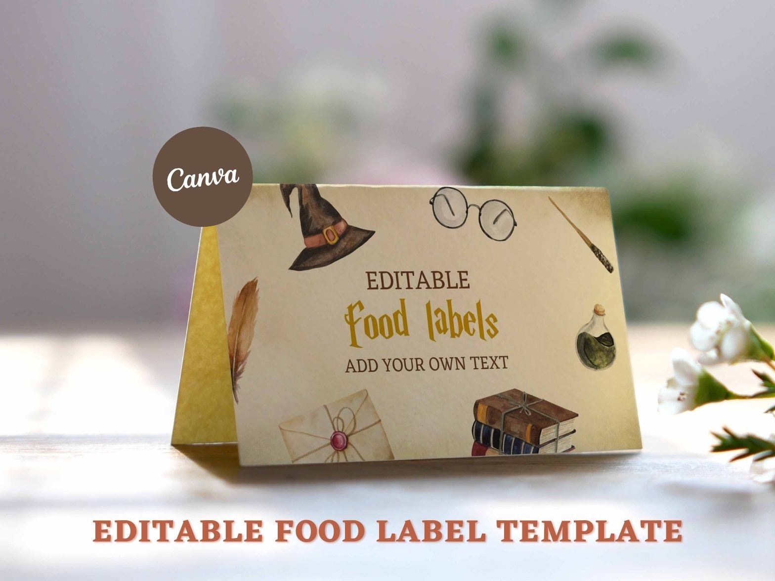 Wizard Birthday Party Food Label Template, Wizardry Food Label Card ...