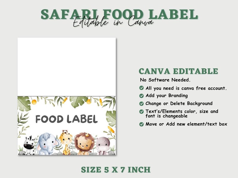 Safari Party Food Labels Printable Safari Food Tent Girl Buffet Label ...