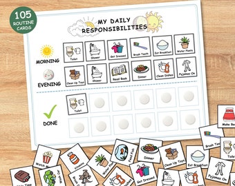 Kids Daily Chore Chart, Responsibilities Chart, Printable Daily Routine ...