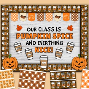 Pumpkin Spice Bulletin Board, Fall Bulletin Board Kit, Pumpkin Latte ...