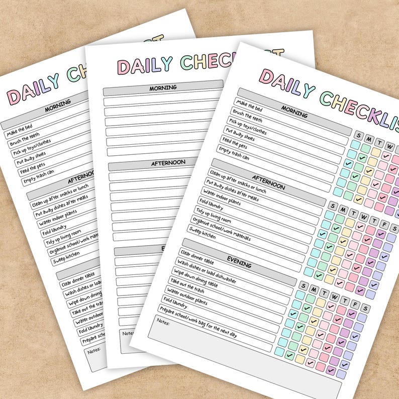 Daily Checklist Plan, Weekly Checklist Template, Daily Task Planner ...