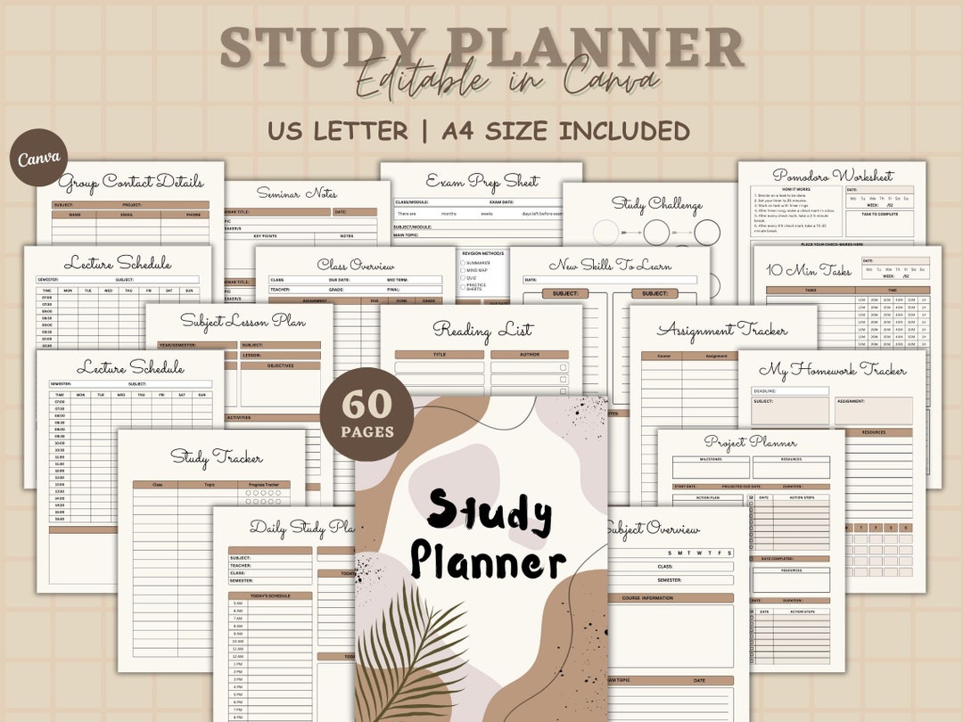 Printable Planner, Printable Student Planner Bundle, Study Planner ...