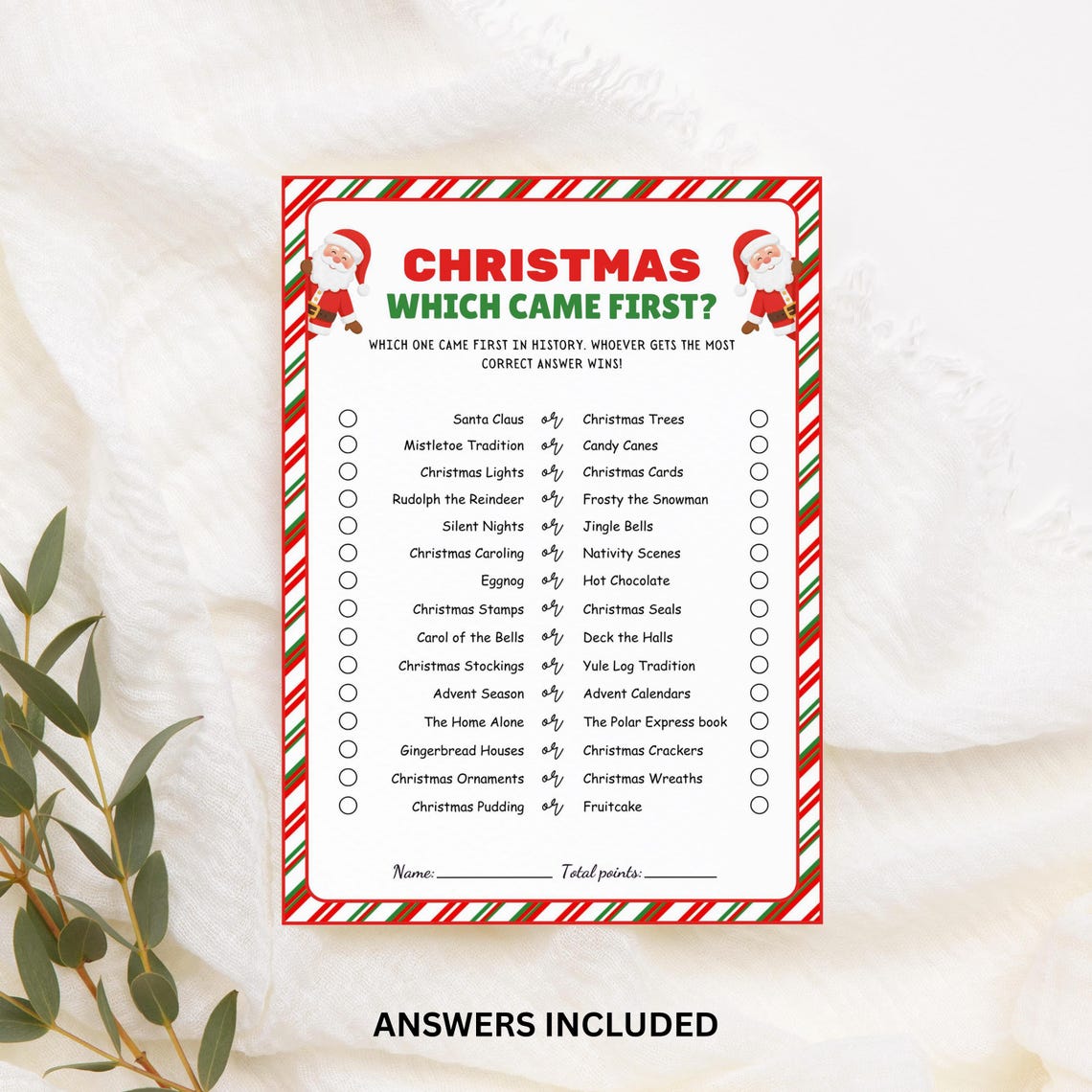 Christmas Which Came First Game, Family Activity, December Birthday ...
