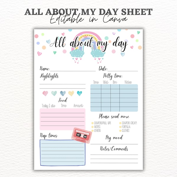 Toddler Daily Sheet - Etsy