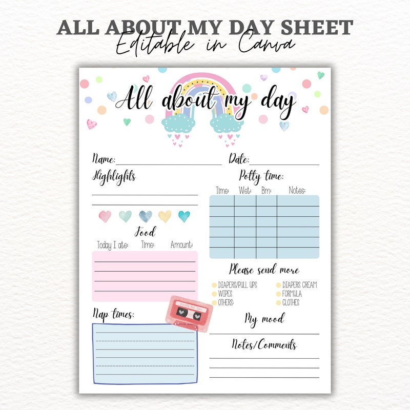 Toddler Daily Report - Etsy