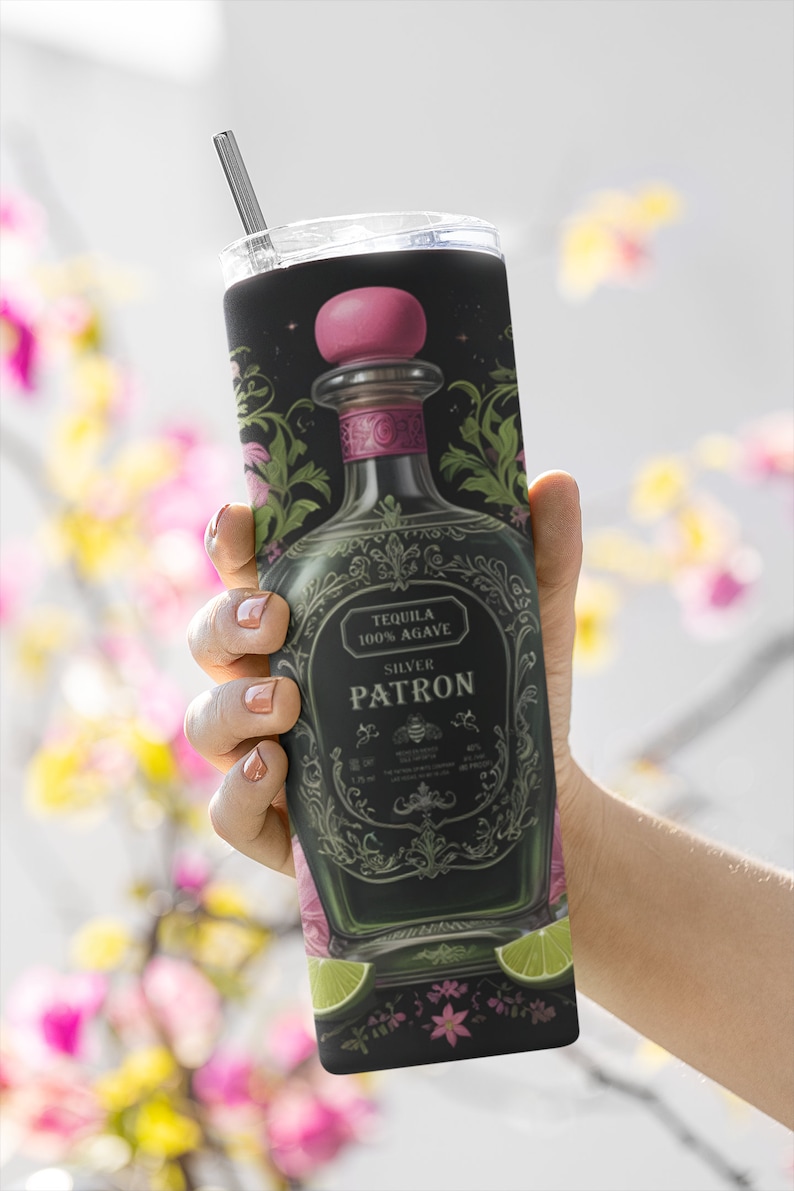 Tequila Patron Tumbler Wrap, Liquor Tumbler Wrap, Girly Patron Tumbler ...
