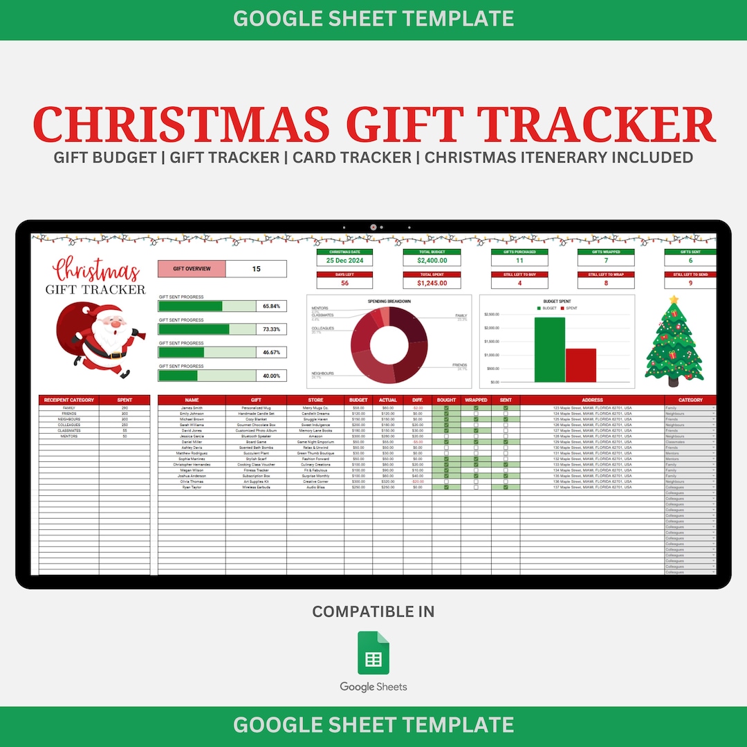 Christmas Gift Tracker, Christmas Planner, Christmas Budget Planner ...