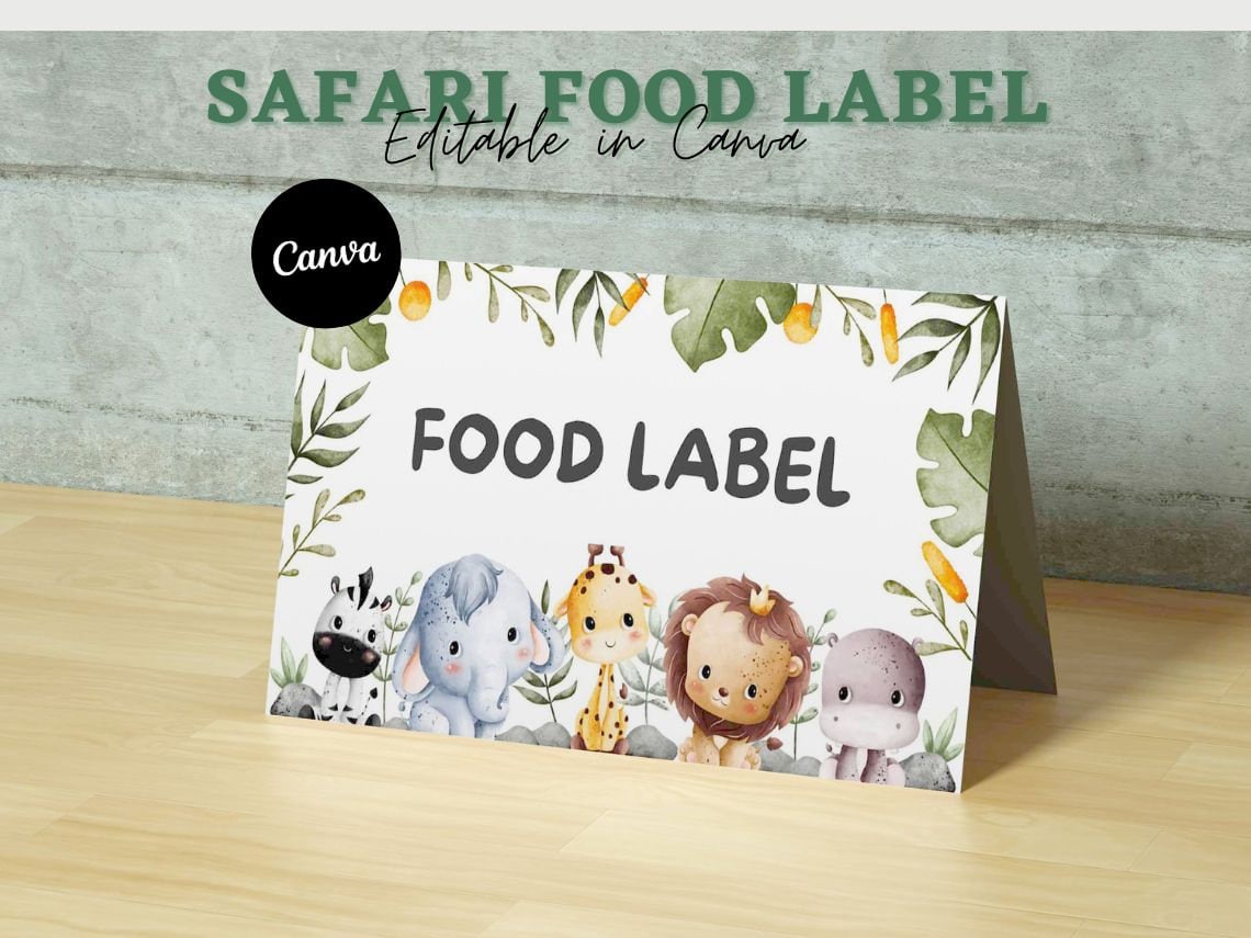 Safari Party Food Labels Printable Safari Food Tent Girl Buffet Label ...