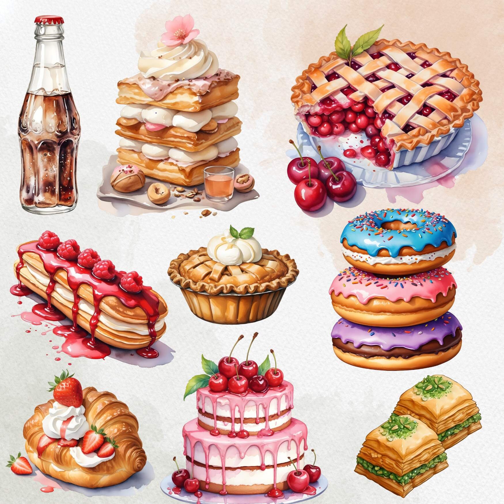 Watercolor Deserts Clipart | Candy Clipart | Watercolor Deserts ...