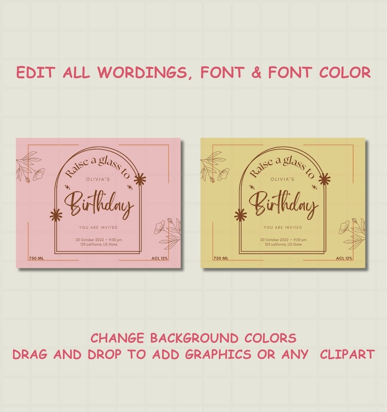 Personalized Champagne Labels, Printable Birthday Champagne Sticker ...