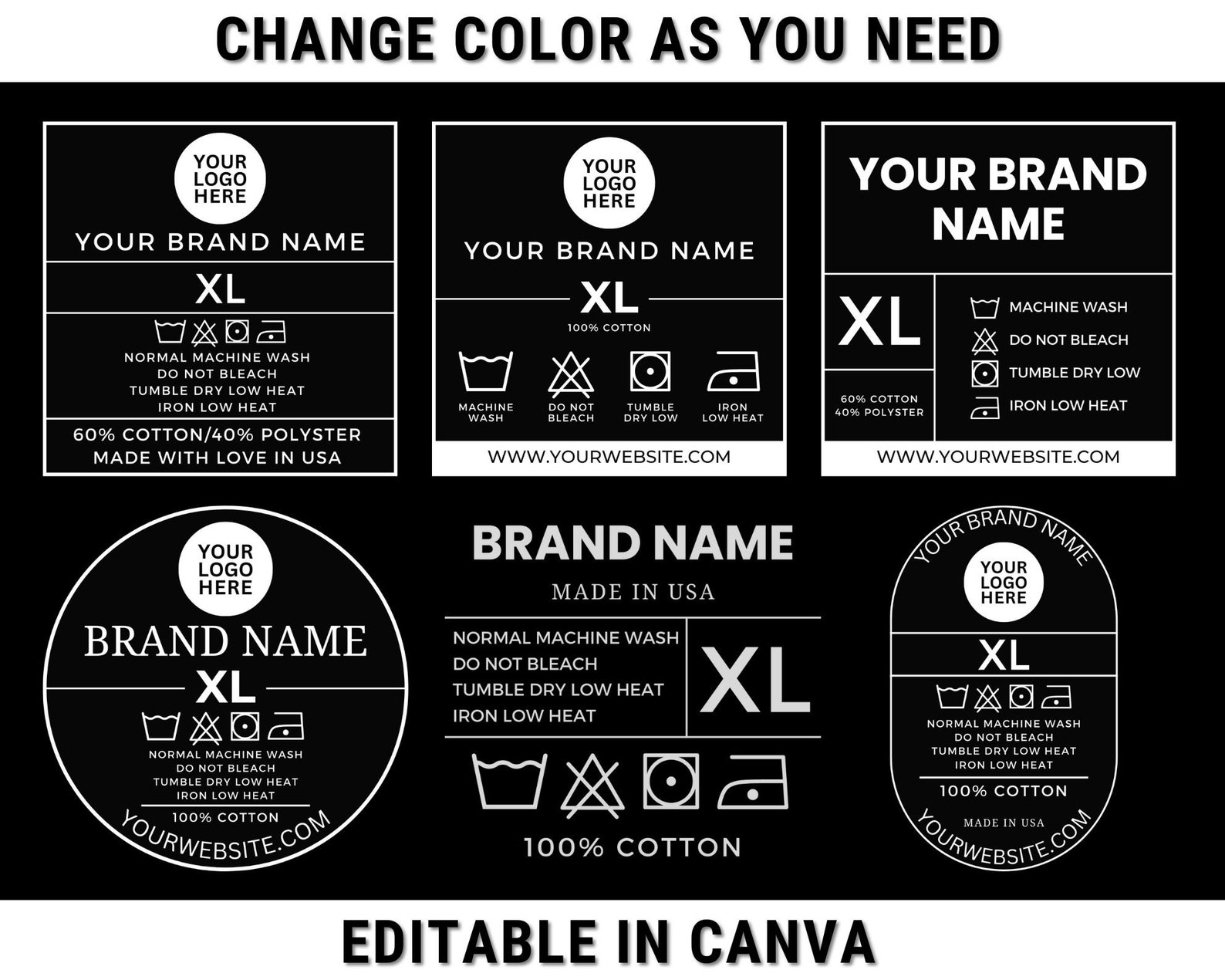 Editable Clothing Tag Bundle, T-shirt Neck Label Tag, DIY Garment Care ...