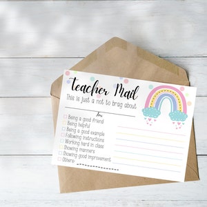 Boho Rainbow Teacher Mail - Note From the Teacher - Teacher Report ...