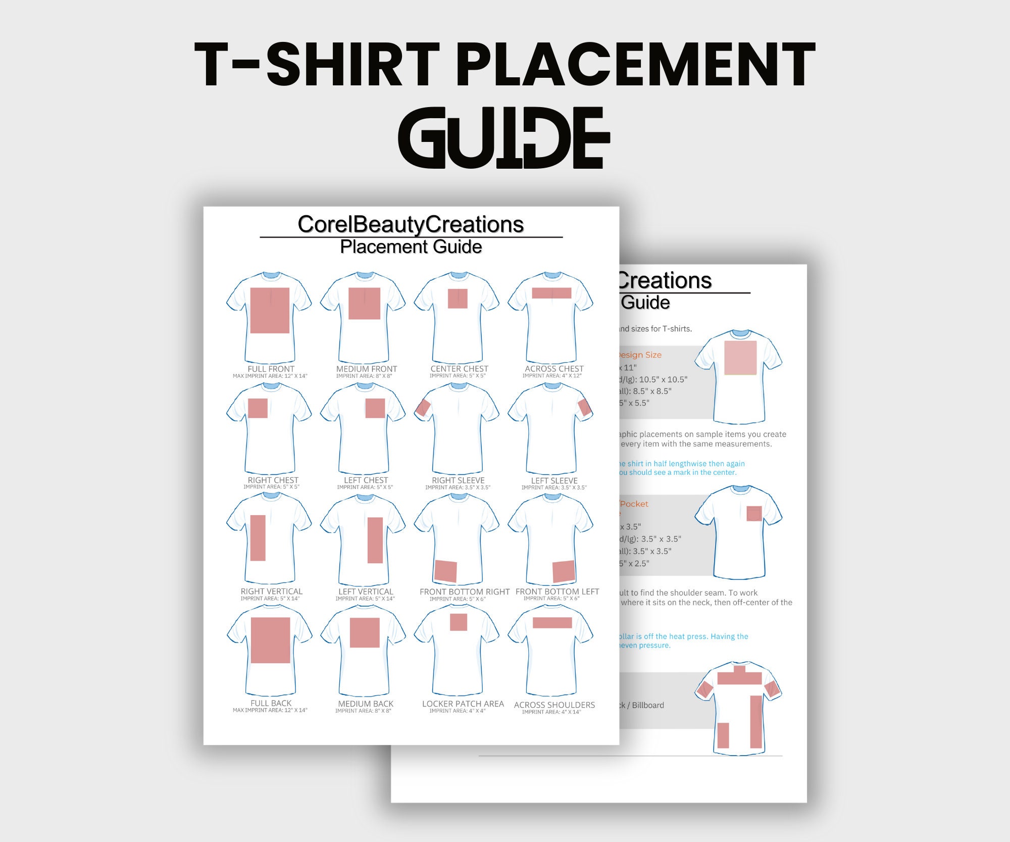 T-shirt Placement Guide Vinyl Placement Heat Transfer Vinyl - Etsy UK