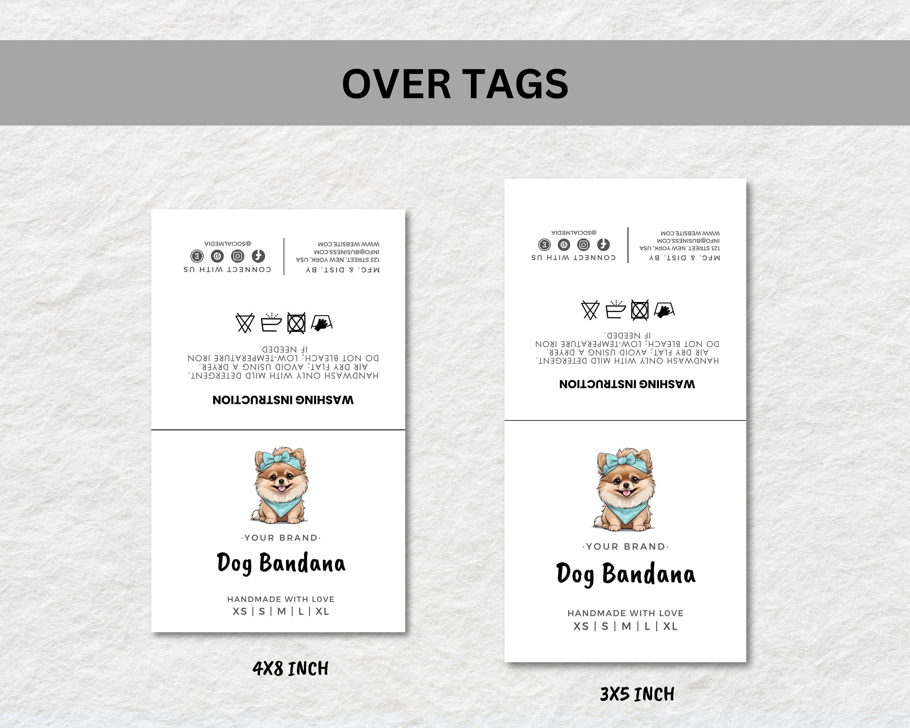 Editable Dog Bandana Label Template, DIY Pet Bandana Hang Tag, Fold ...