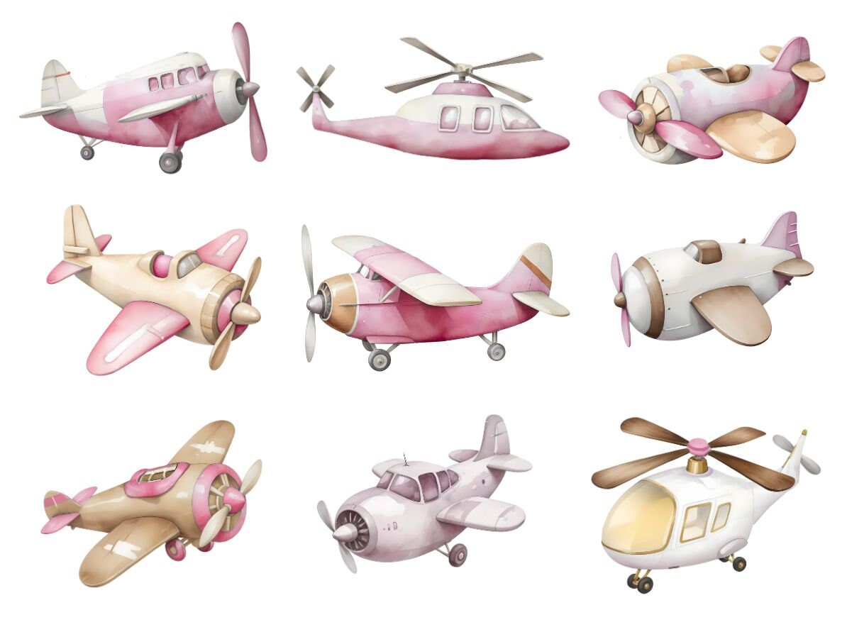 Air Transport Watercolor Clipart | Nursery Decor | Baby Girl Its a Girl ...