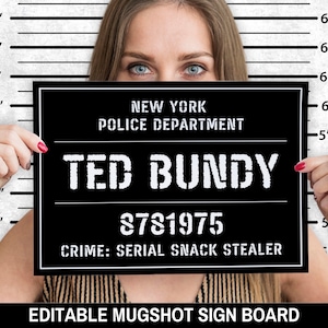 Editable Mugshot Sign Board, Police Party, Photo Booth Prop, Mug Shot ...
