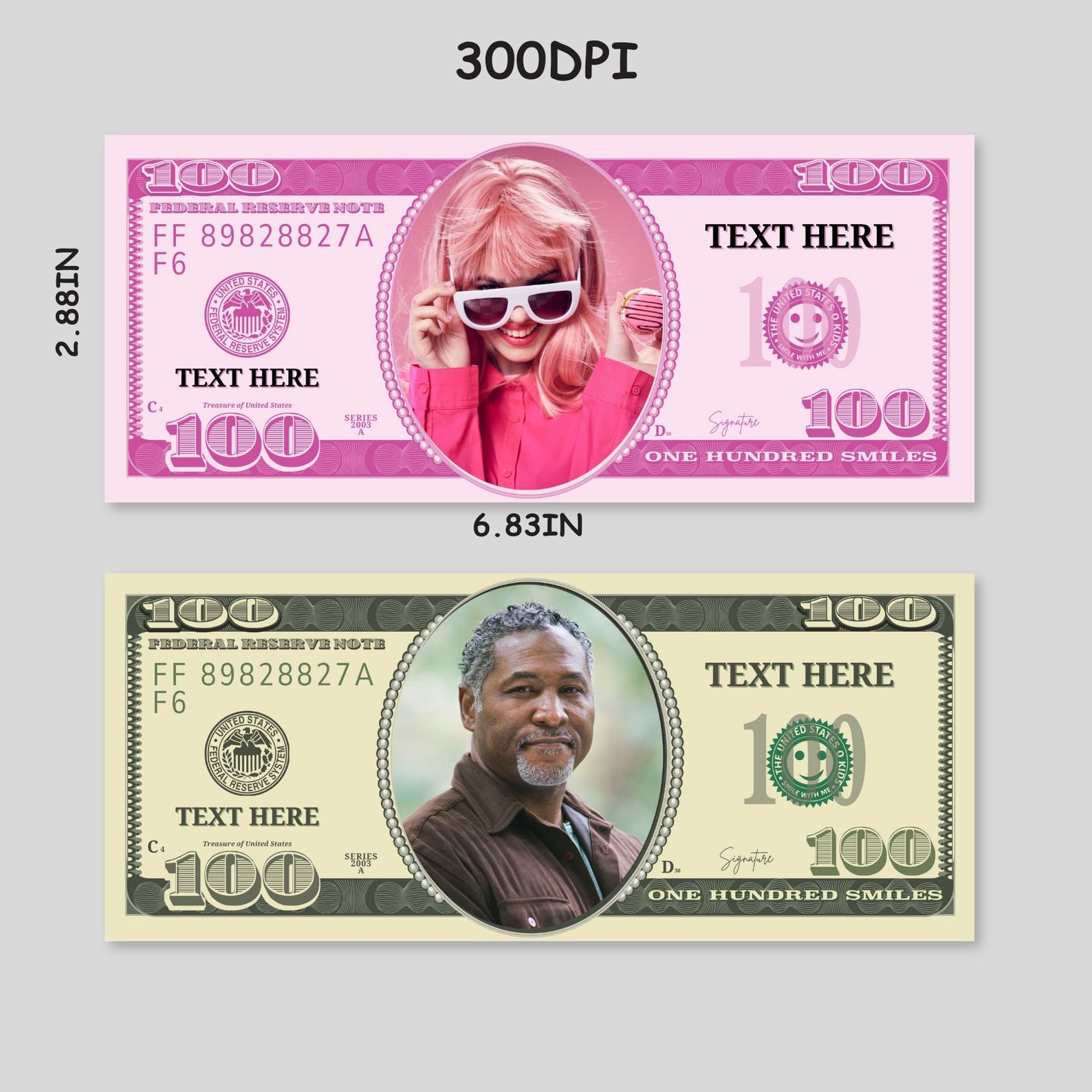 100 Dollar Bill Template, Custom Game Party Play Money, Add Your Text ...