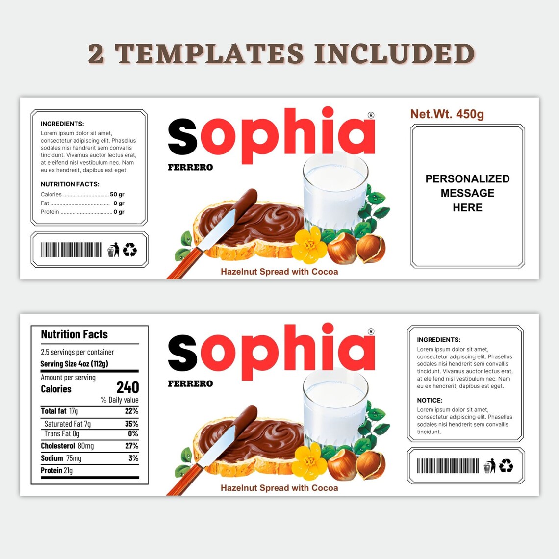 Personalized PRINTABLE NUTELLA Jar Label Digital File, Printable ...