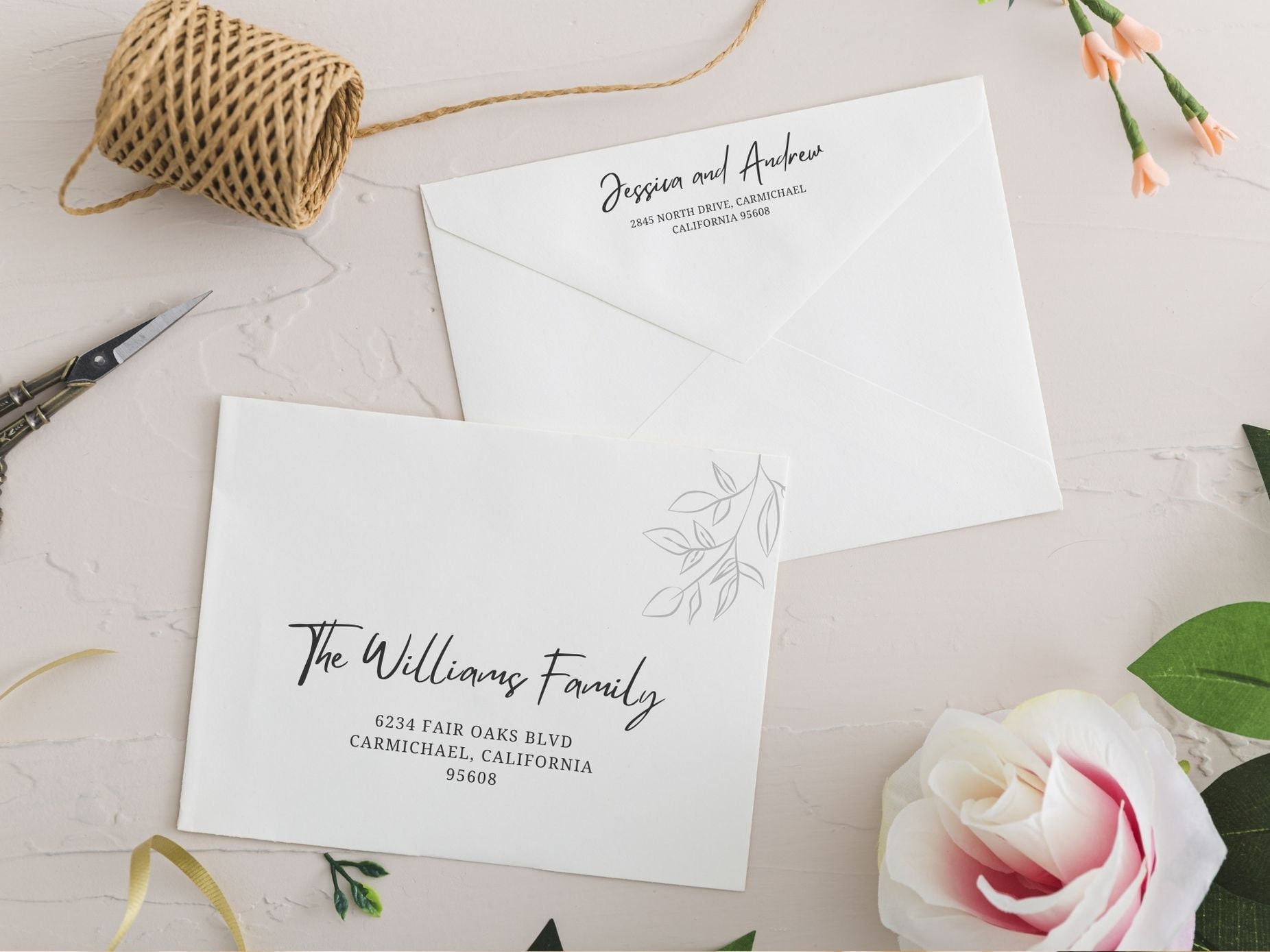 Minimalist Printable Envelope Address and Return Template Modern ...