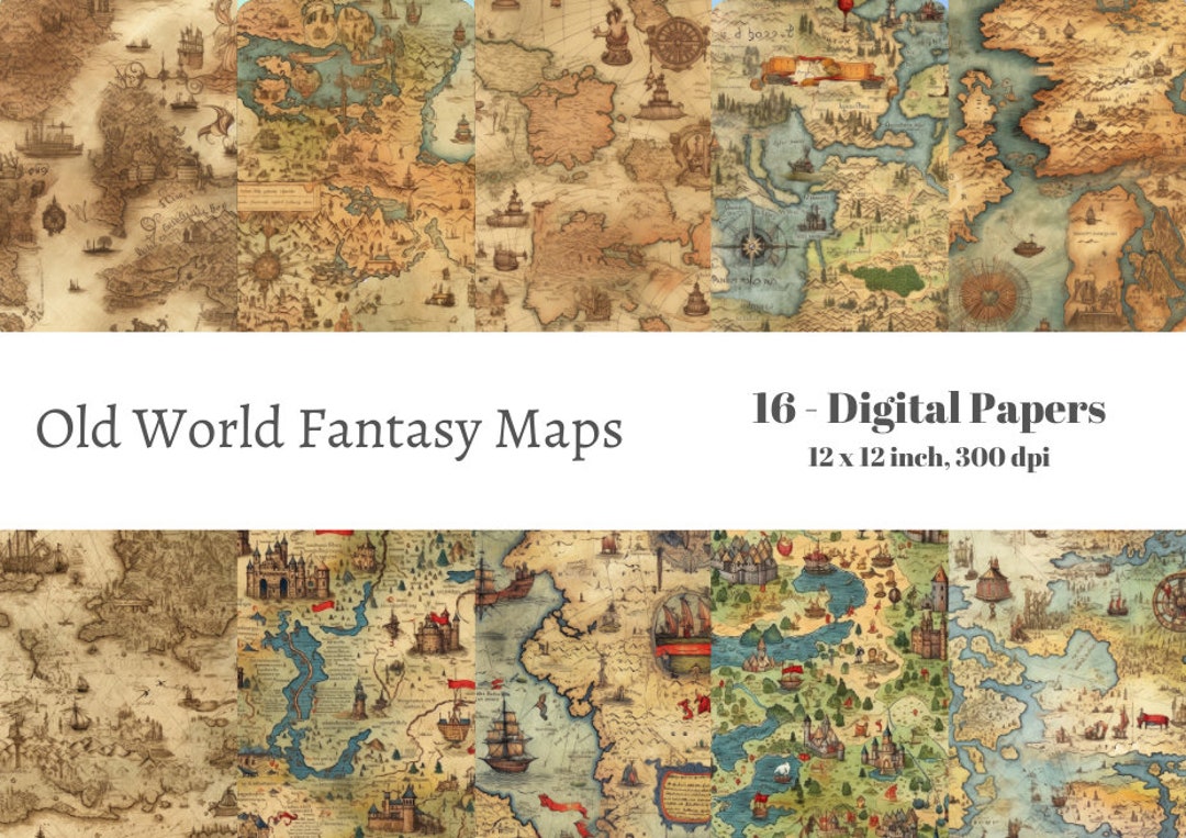 Old World Fantasy Maps Seamless Patterns Digital Patterns for Home ...