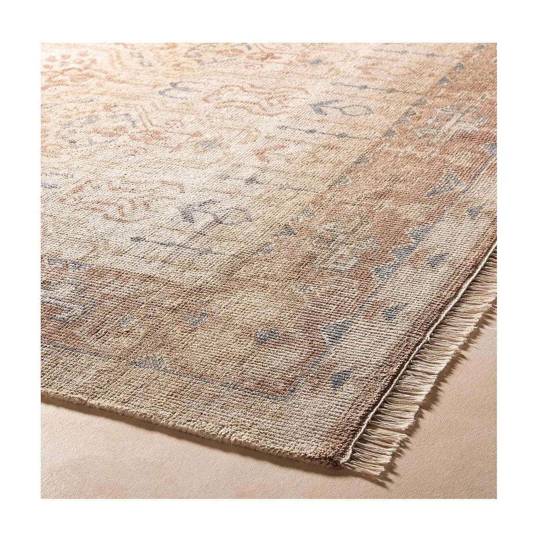 Vintage-inspired Beige and Rust Area Rug With Fringe - Etsy